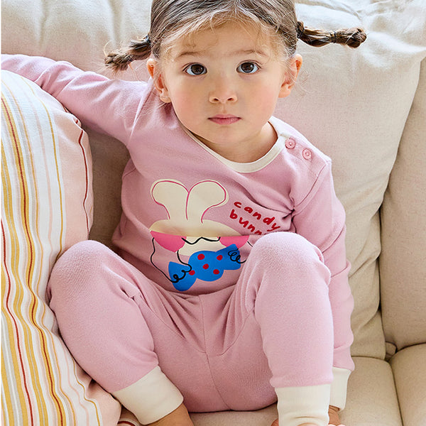 Spandex Brushed Fabric pajamas set-Candy Bunny – Bebeang Baby